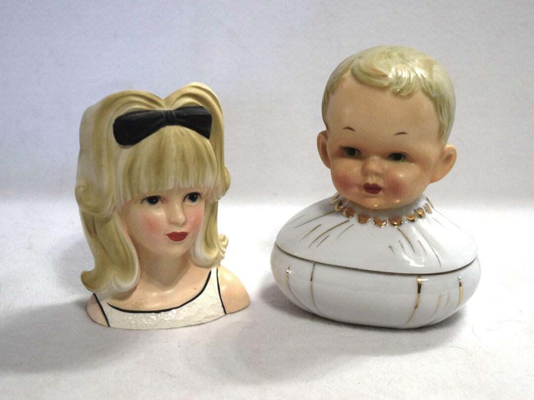 Vintage Lady Head Vase Relpo Blonde Teen Girl Head Vase or Baby Boy ...