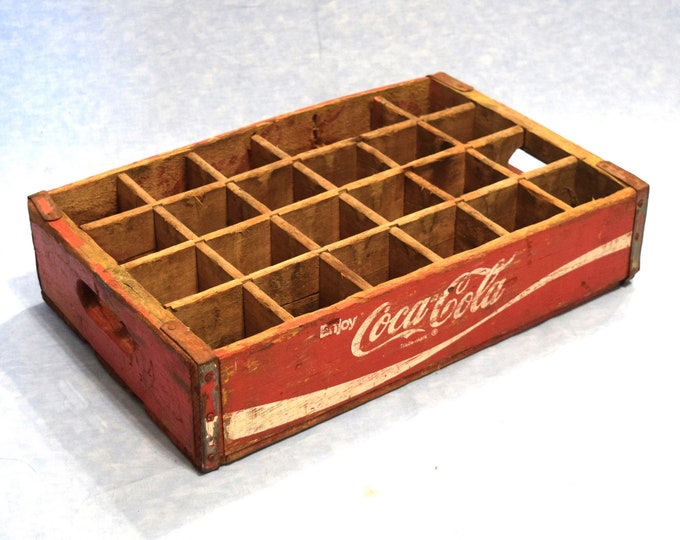 Vintage Divided Coca Cola Coke Pop Crate Red Crate White Lettering Wood ...