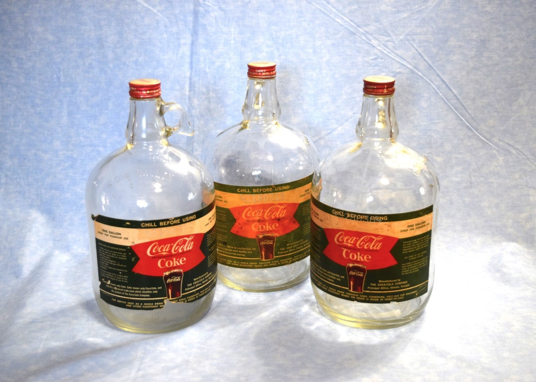 MCM Coca Cola Jug Vintage Fountain Syrup Gallon Jug With Cap Labels ...