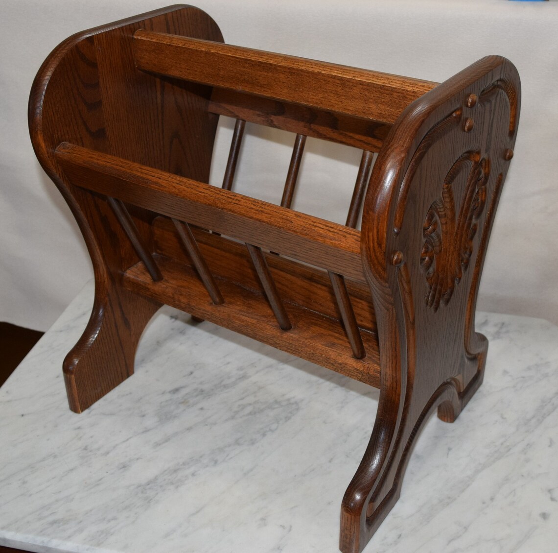 Vintage Solid Wood Magazine Rack With Pressed Wood Design | Etsy