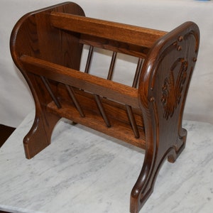 Vintage Solid Wood Magazine Rack With Pressed Wood Design - Etsy