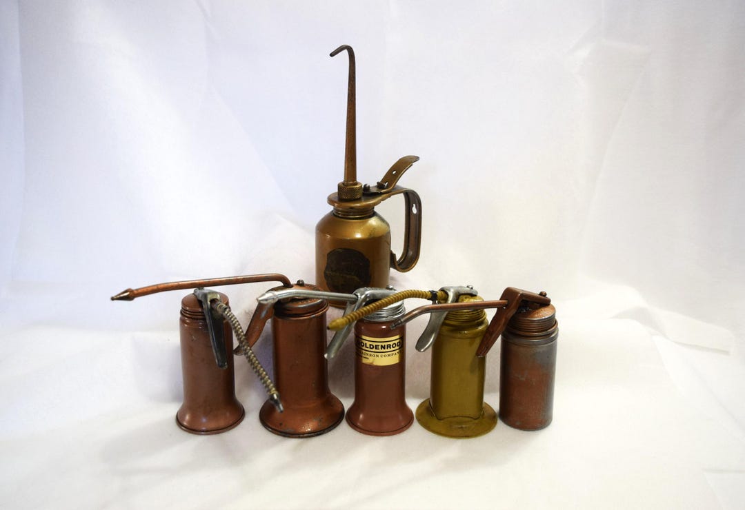 Vintage Oiler Oil Can Eagle Goldenrod Hand Pump Choice Metal Can ...