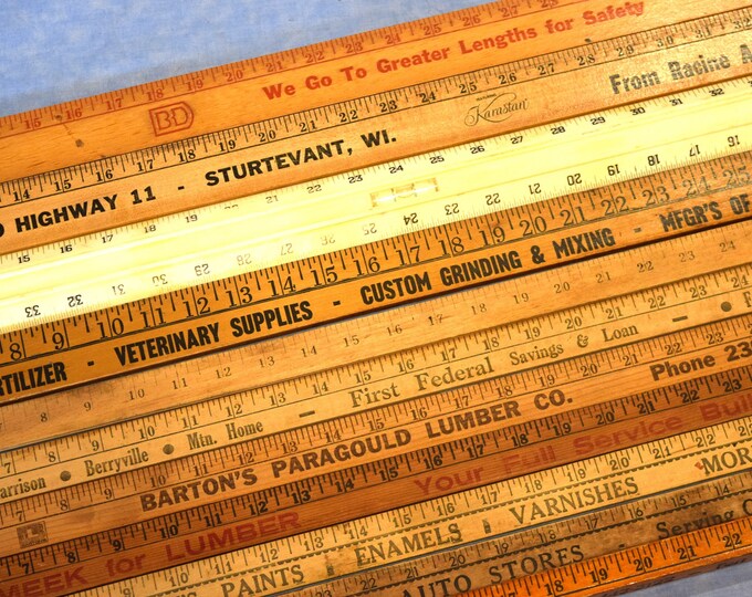 Vintage Lot of Advertising Yardsticks 3 Feet and 4 Feet 11 Rulers Wood ...