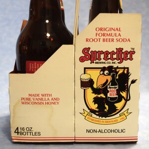 Vintage Sprecher Root Beer Carton and 4 Glass Bottles With Labels 16 ...