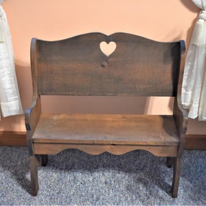 Wood Doll or Toddler Bench Heart Cutout 25 Inches Long Vintage Rustic ...