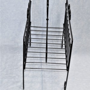 Vintage MCM Black Metal Magazine Rack Large Sturdy Newspaper Holder Mid ...