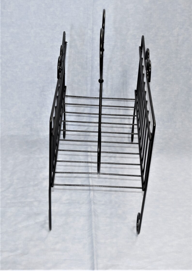 Vintage MCM Black Metal Magazine Rack Large Sturdy Newspaper - Etsy