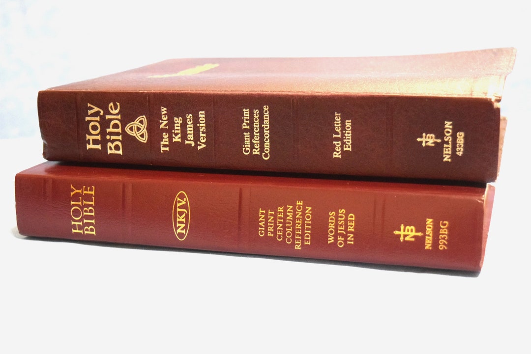 Vintage Holy Bible Giant Print NKJV Version Red Letter Family Edition ...