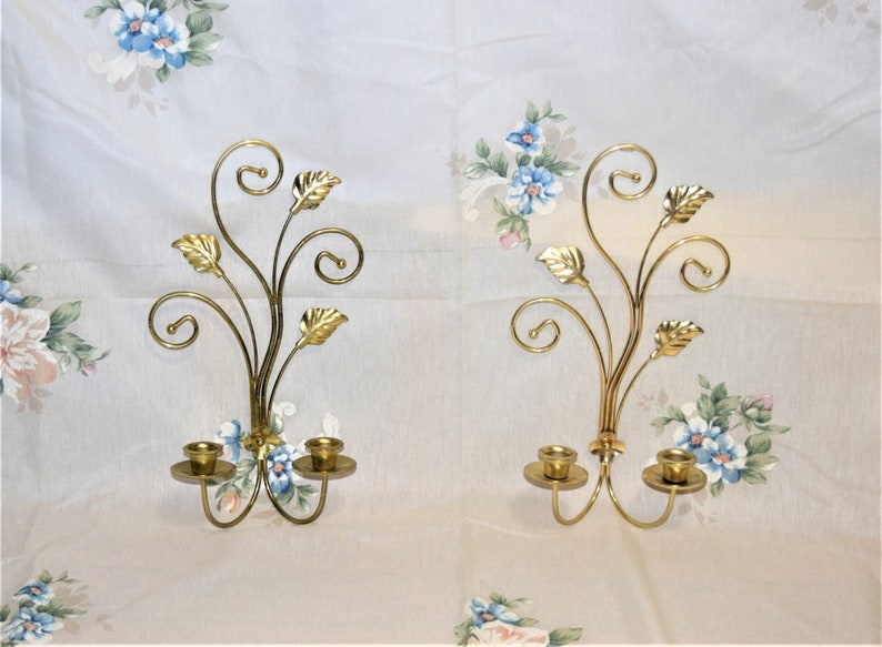2 Candle Wall Sconces With Center Table Candle Holder Vintage ...
