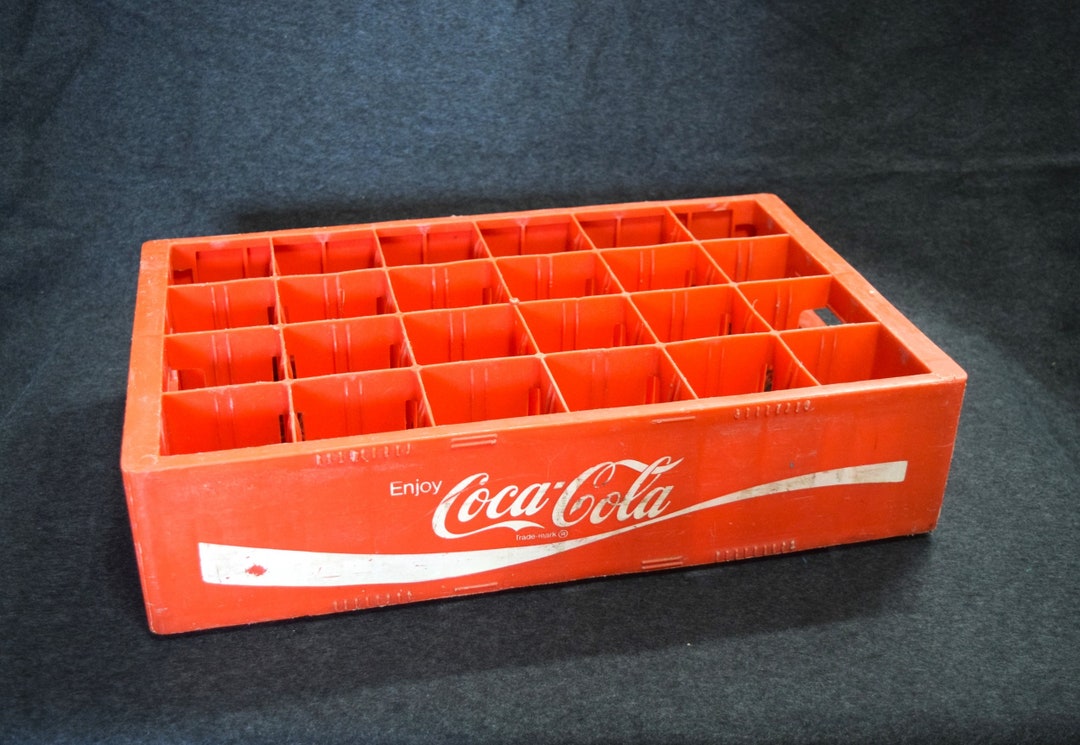 Vintage Divided Red Plastic Coca Cola Crate White Lettering Coke Box ...
