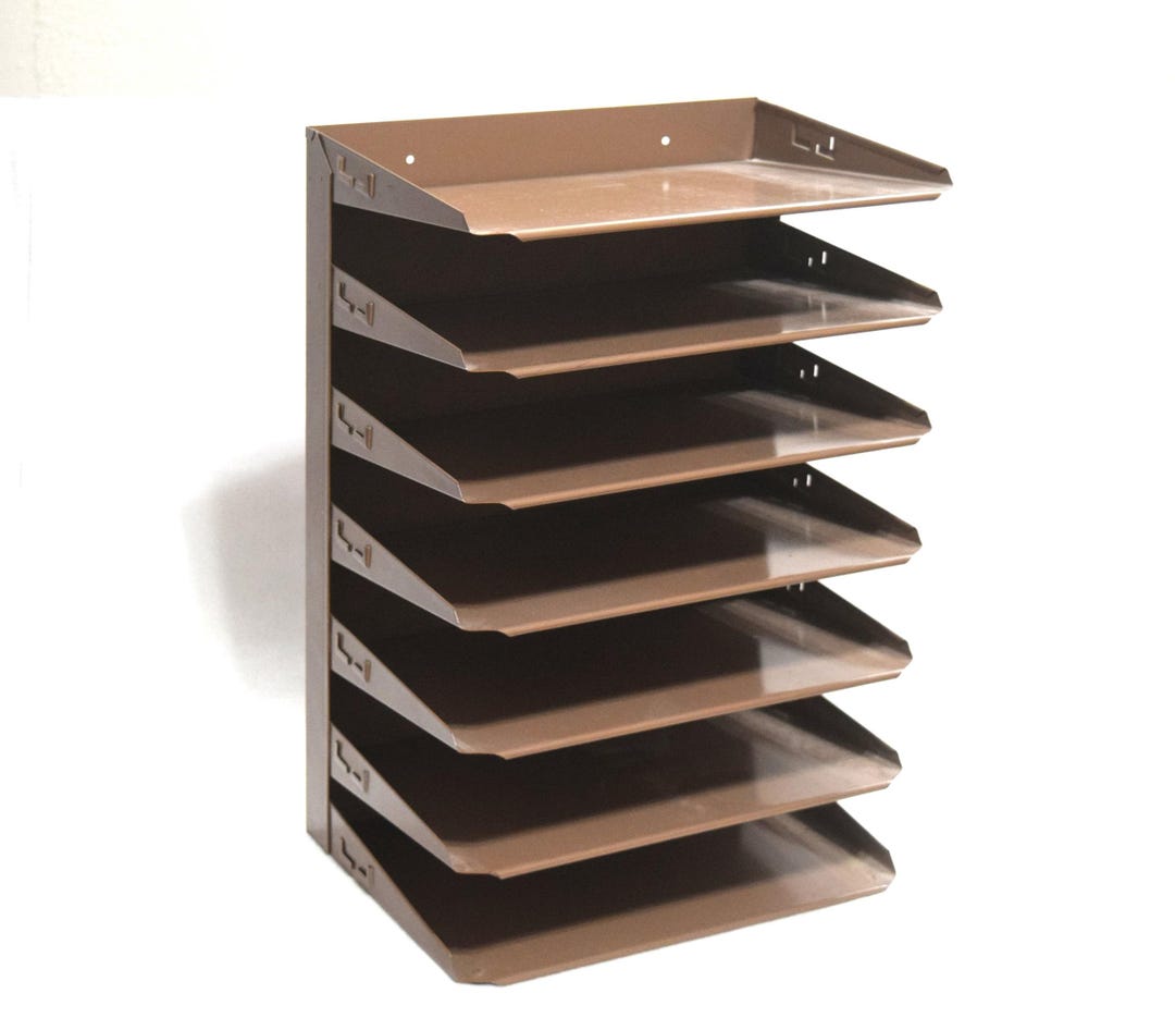 Vintage Metal Letter File Tray 7 Tier Stacking Paper Holder Document ...