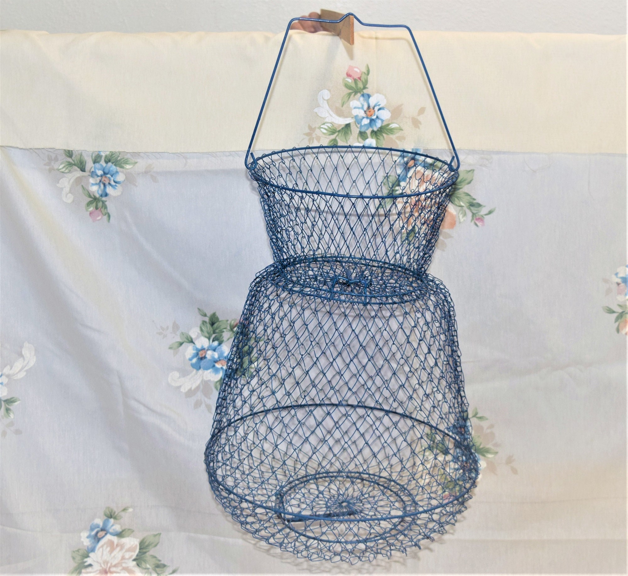 Vintage Wire Fish Basket Large Double Decker Blue Live Catch - Etsy