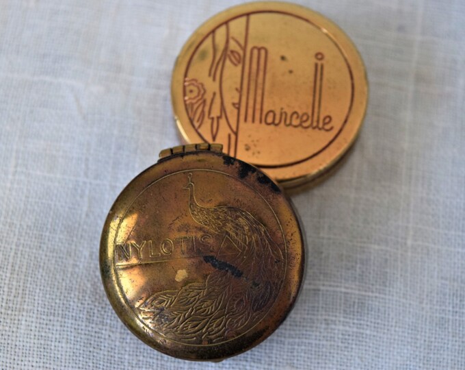 2 Vintage Rouge Compacts With Mirror Nylotis Embossed Peacock 1920s and ...