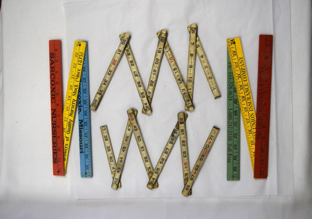 Vintage Folding Rulers Yardsticks Choice Lufkin Carpenter's 72" White ...