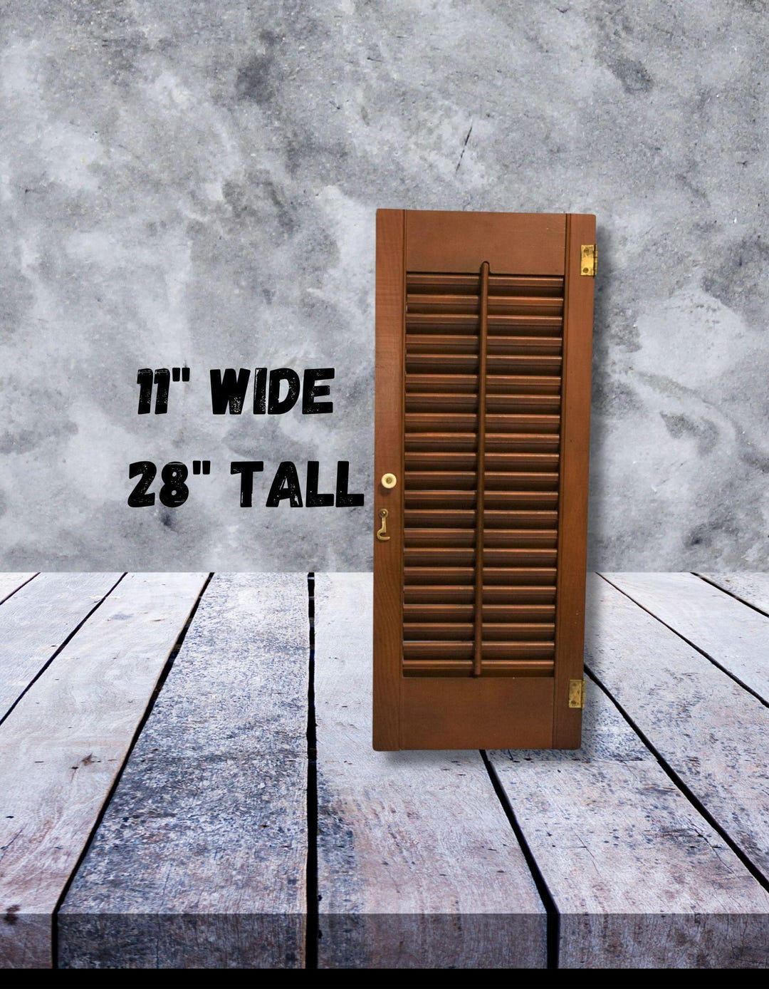 Vintage Reclaimed Wood Shutter Louvered Lightly Varnished Wide Table ...