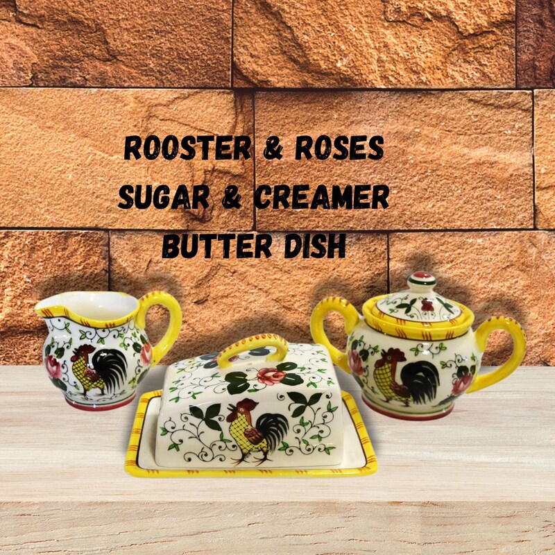 Rooster and Roses - Etsy