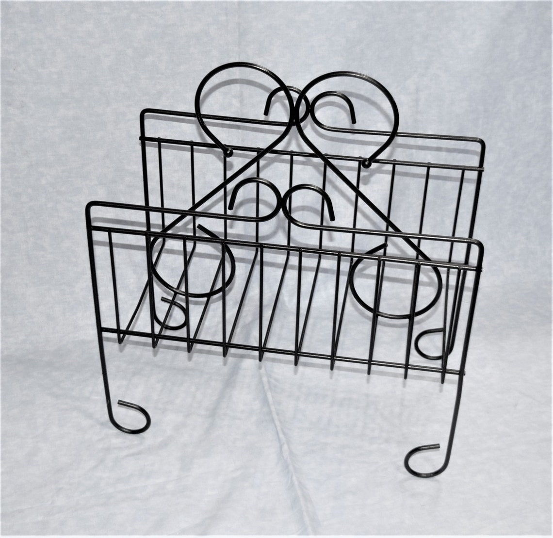 Vintage MCM Black Metal Magazine Rack Large Sturdy Newspaper - Etsy
