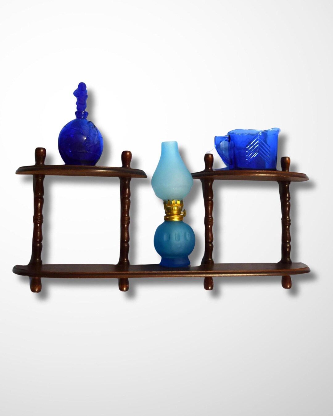 Vintage Spindle Wood Shelf 20 Inch Decorative 2 Tier Display Shelves ...