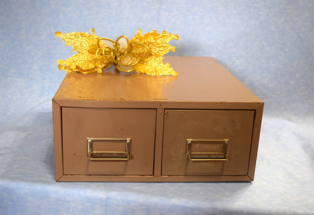MCM Metal File Drawer Cabinet Box Two Drawer File Drawers Index Recipe ...
