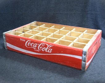 Vintage Divided Coca Cola Coke Pop Crate Red Crate White Lettering Wood Soda Pop Bottle Case ...