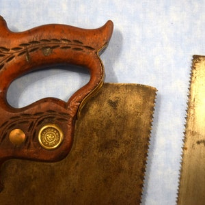 Old Hand Saws Warranted Superior 1900S Medallion Wheat Pattern Wood ...