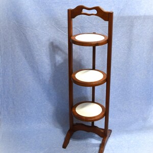 Vintage Wood 3 Tier Pie Shelf Folds Flat Cake Pastries Cupcakes 3 Tall ...