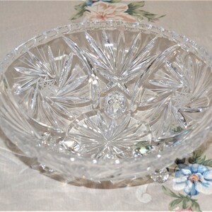 Vintage Crystal Footed Bowl Beautiful Weighted Footed Etched Crystal ...