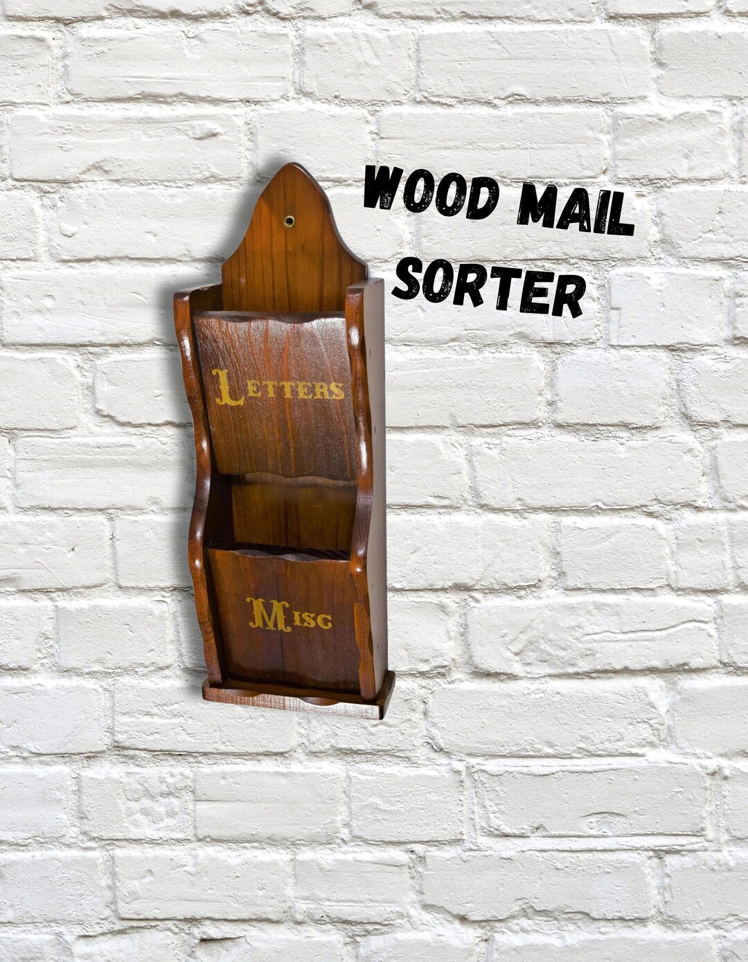 Vintage Mail Sorter Early American Wood Mail Holder Organizer Solid ...