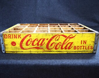 Vintage Divided Coca Cola Coke Pop Crate Red Crate White Lettering Wood ...