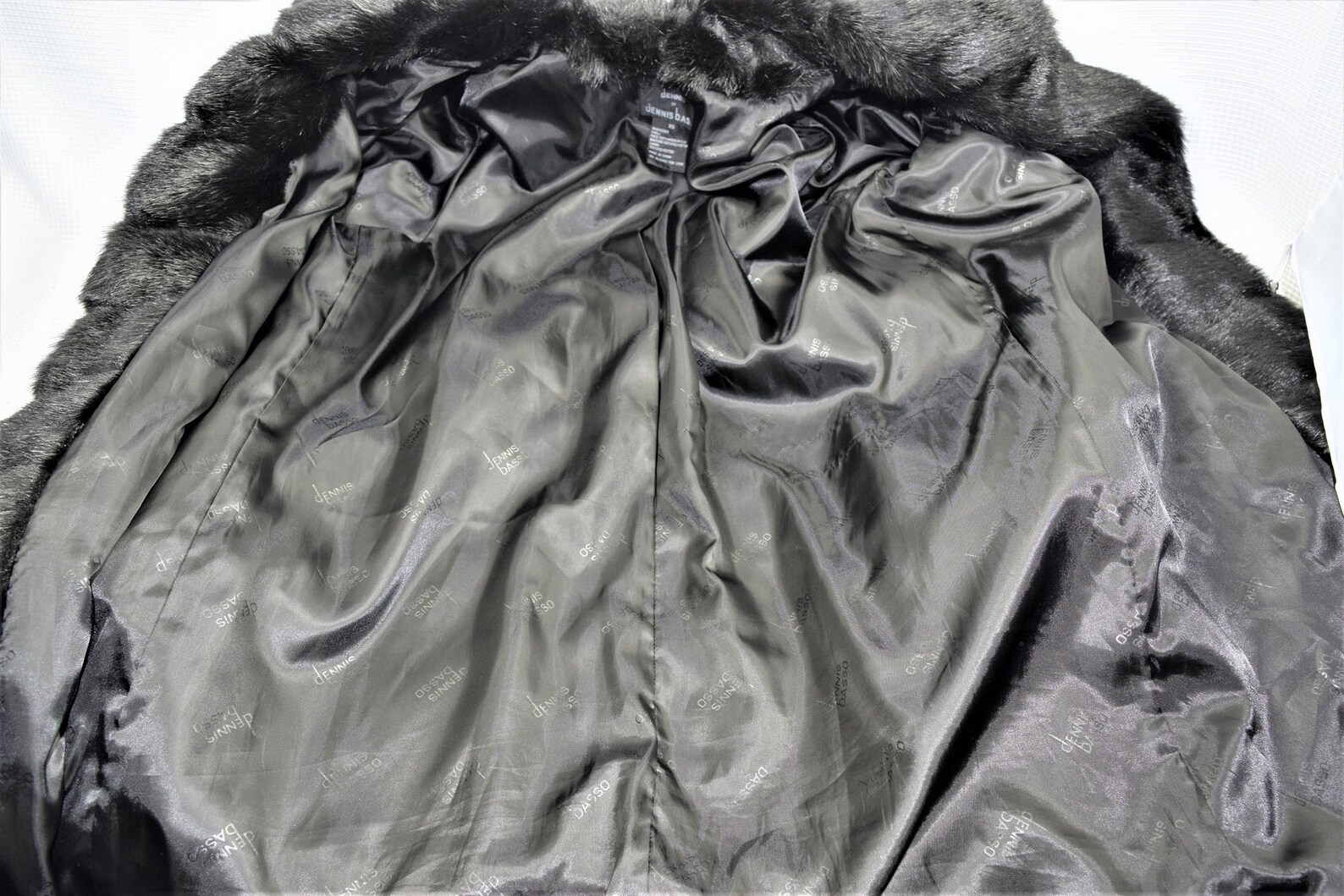 Vintage Faux Fur Black Coat Womens Size XS by Dennis Basso Heavy Winter ...