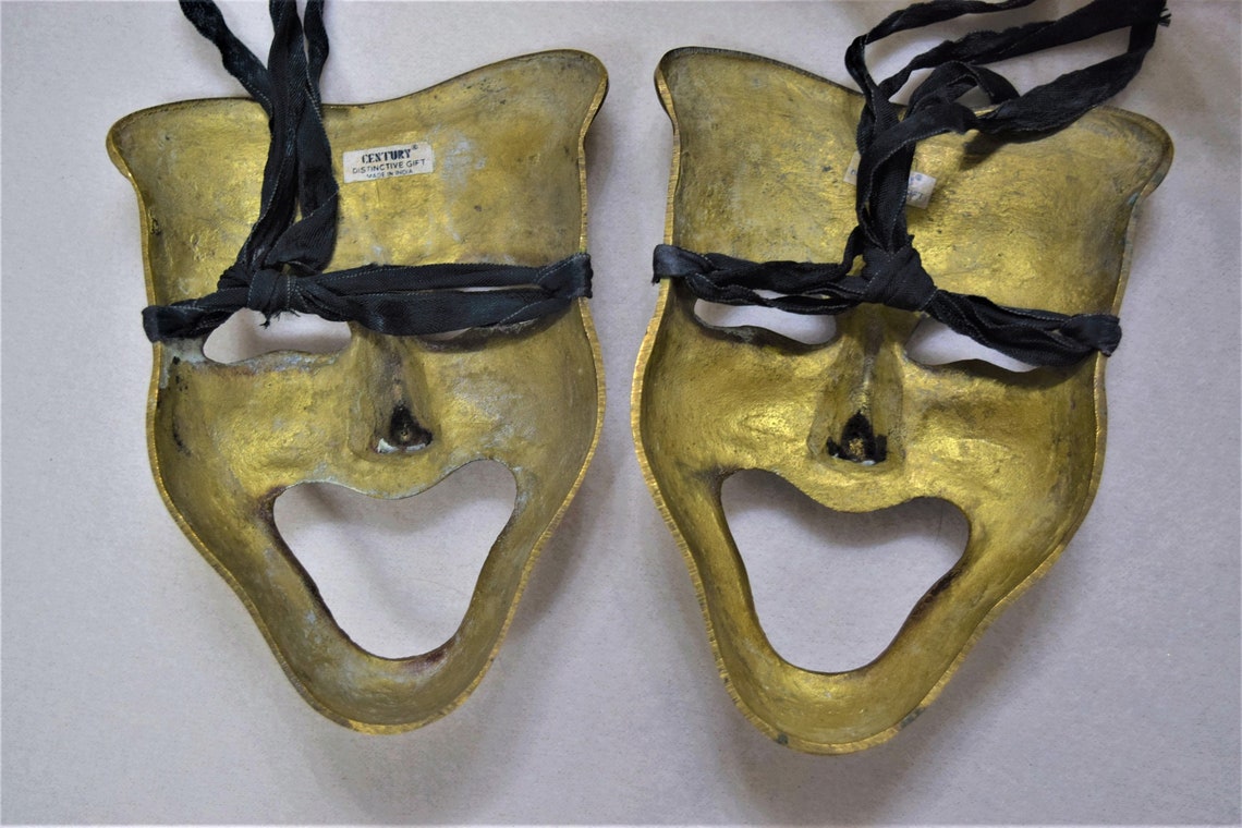 Brass Comedy Opera Mask Vintage Theatre Drama Wall Decor Pair - Etsy