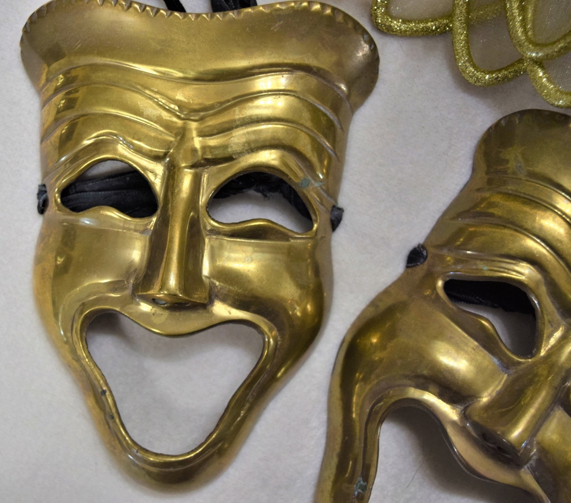 Brass Comedy Opera Mask Vintage Theatre Drama Wall Decor Pair - Etsy