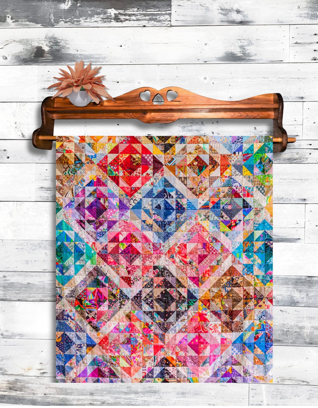 Vintage Large Wood Quilt Rack With Shelf Rustic Country Charm Wall ...
