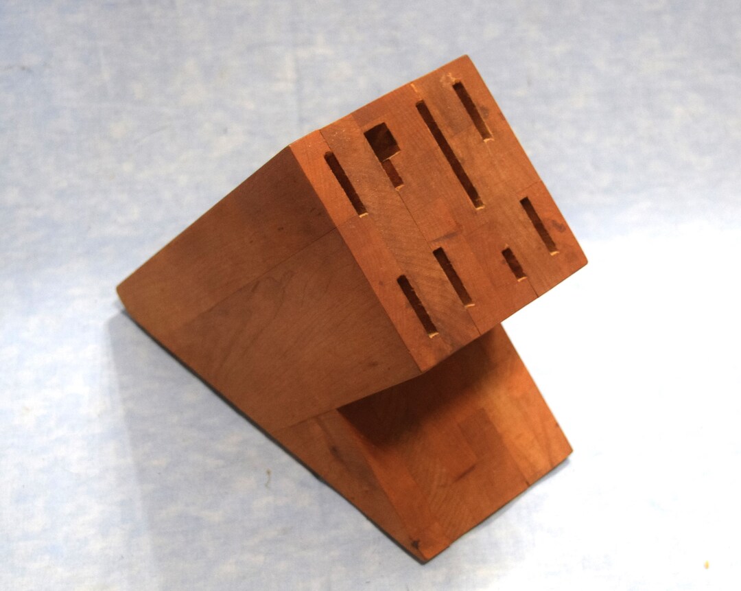 Vintage Wood Knife Block Heavy Duty Butcher Block Knife Holder for ...