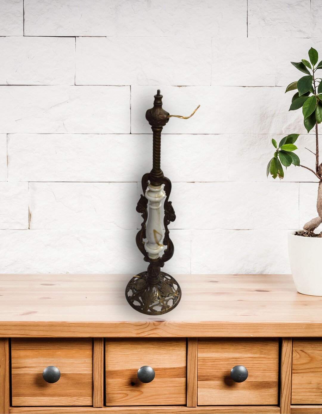 Vintage 40s Lamp Base With Marble Insert to Be Finished Needs Wiring ...