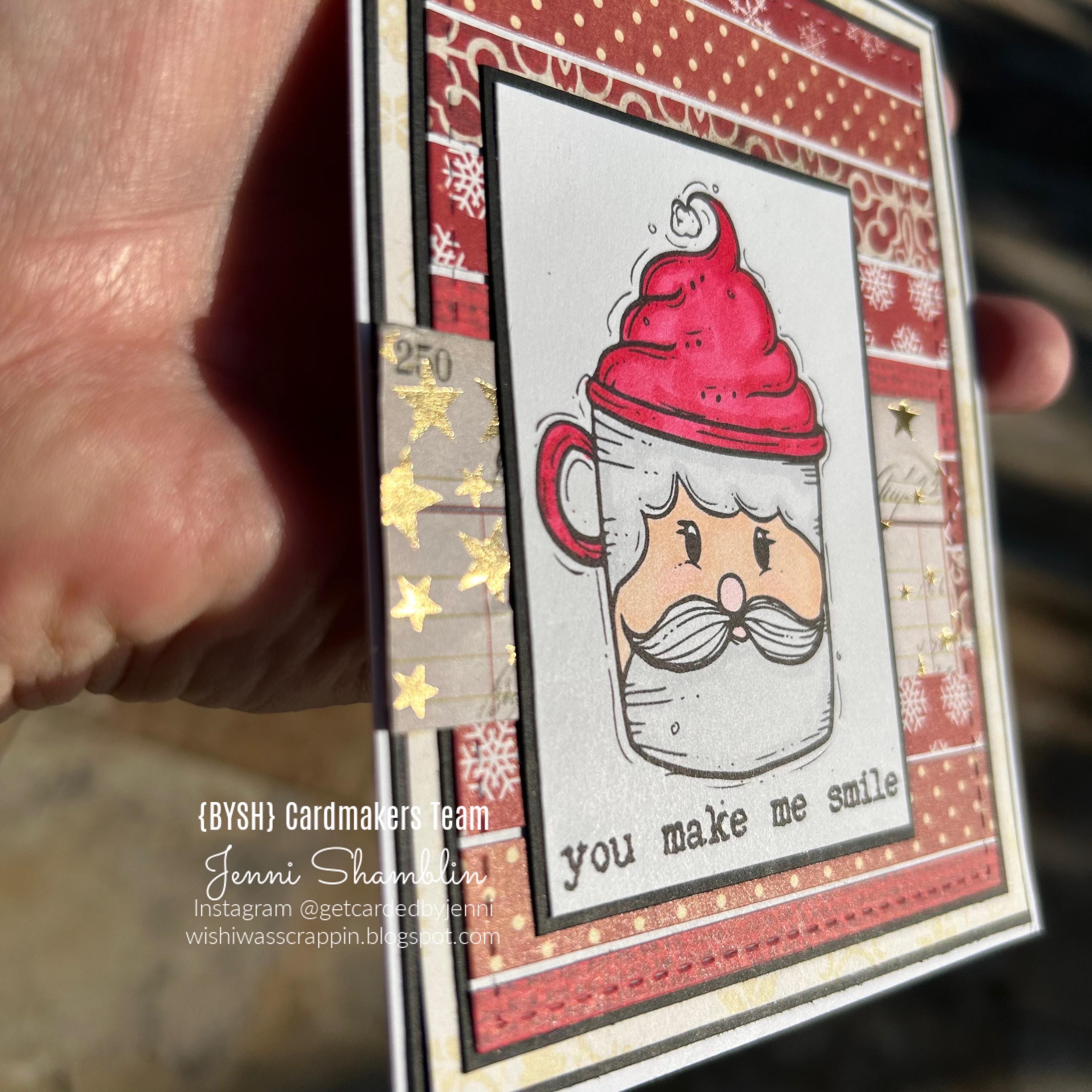 Christmas Card, Holiday Card, Santa Mug, You Make Me Smile, Greeting ...