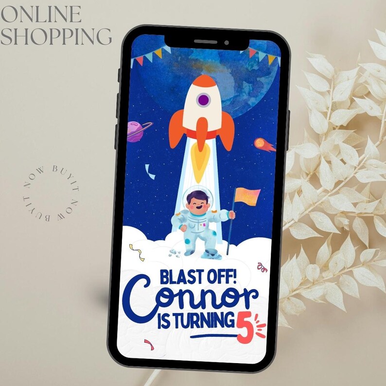 Editable Space Birthday Party Invitation: Astronaut Outer Space Theme ...