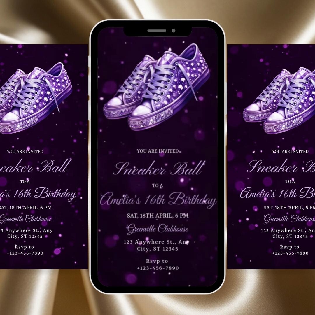 Editable Sneaker Ball Birthday Party Invite: Sneaker Bash Theme ...
