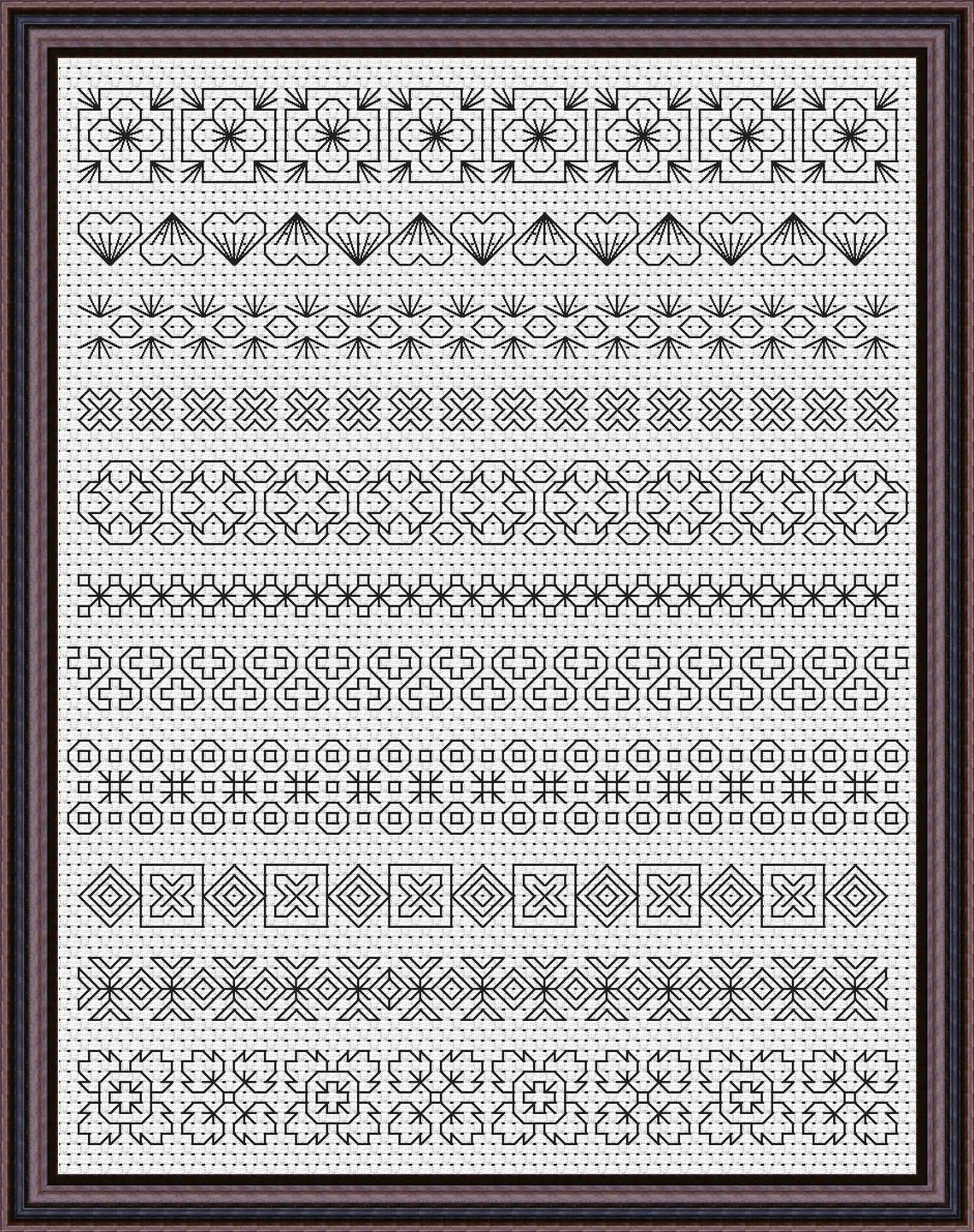 Black Work Chart All in a Row - Etsy