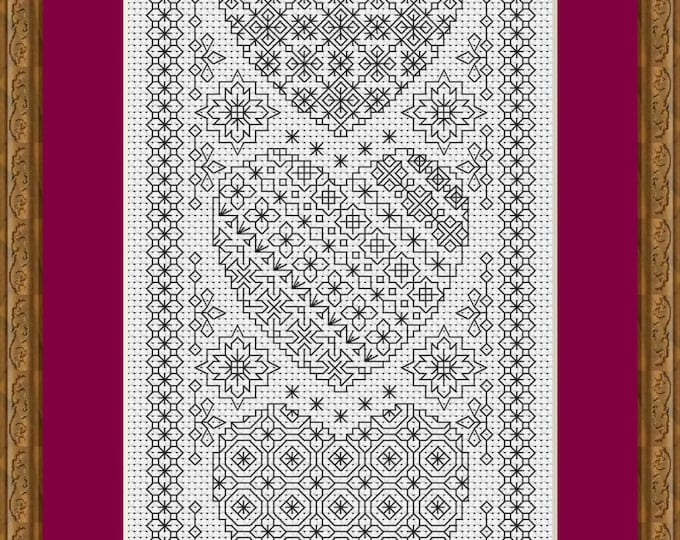 Blackwork Embroidery Chart Heart Sampler PDF Chart - Etsy
