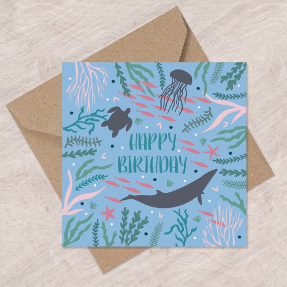 Under the Sea Birthday Card Ocean Lover Birthday Card Can | Etsy