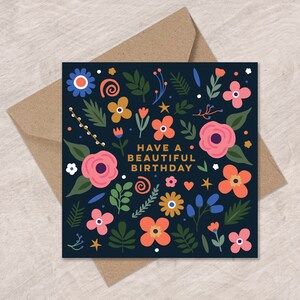Folk Flowers and Leaves Birthday Card Bundle | Birthday Card Set | Pack ...
