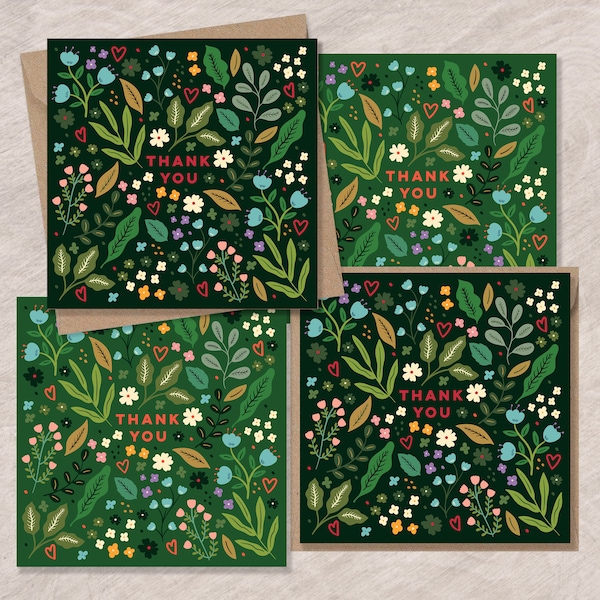 Thank You Card Set - Etsy