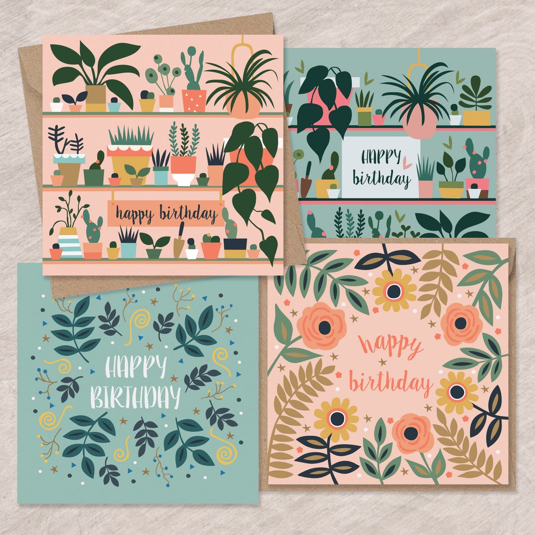 Plant Lover Card Bundle Birthday Card Set Pack of Birthday - Etsy UK