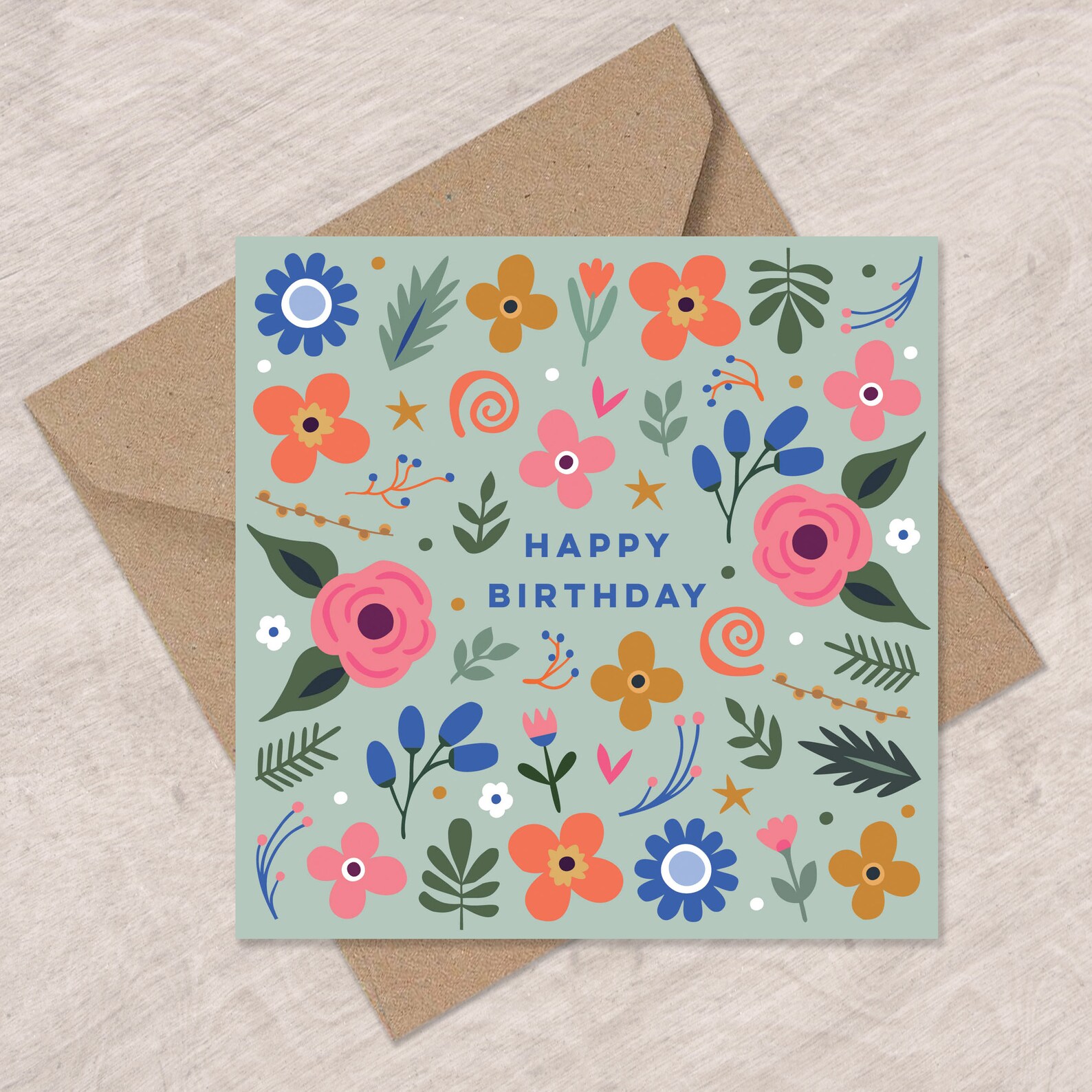 Folk Flowers and Leaves Birthday Card Bundle Birthday Card - Etsy