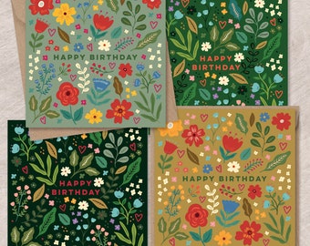 Pretty and Floral Birthday Card Bundle Birthday Card Set Pack of ...