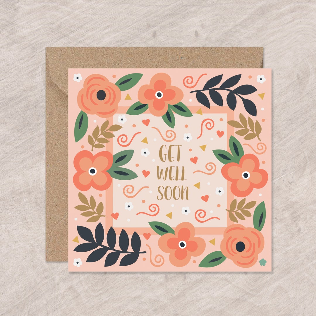 Get Well Soon Roses and Flowers Card Floral Get Well Soon Card Get Well ...