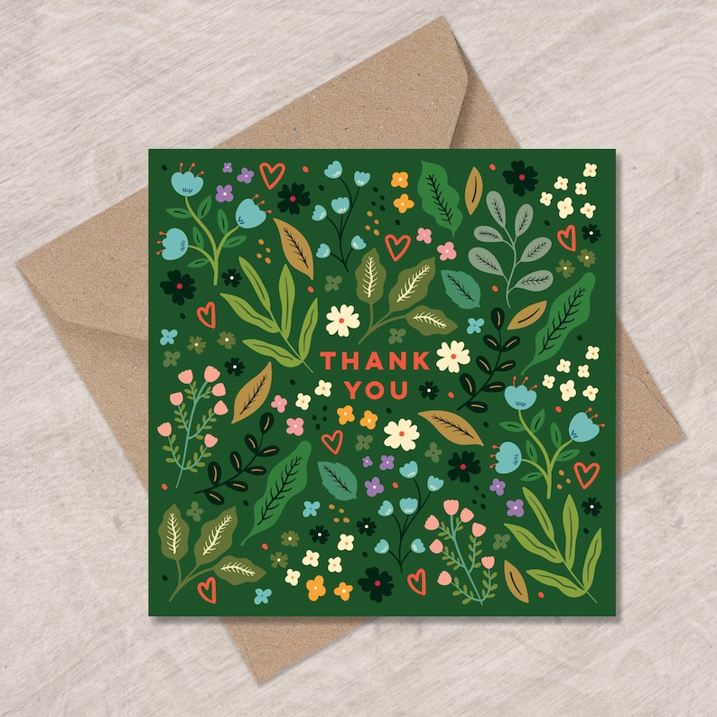 Wildflower Thank You Card Set | Floral Greeting Notes - Etsy UK