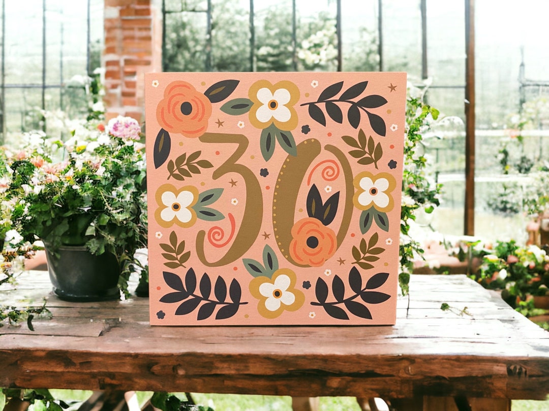 Flowers and Leaves 30th Birthday Card | Happy 30th Birthday Card | 30th ...