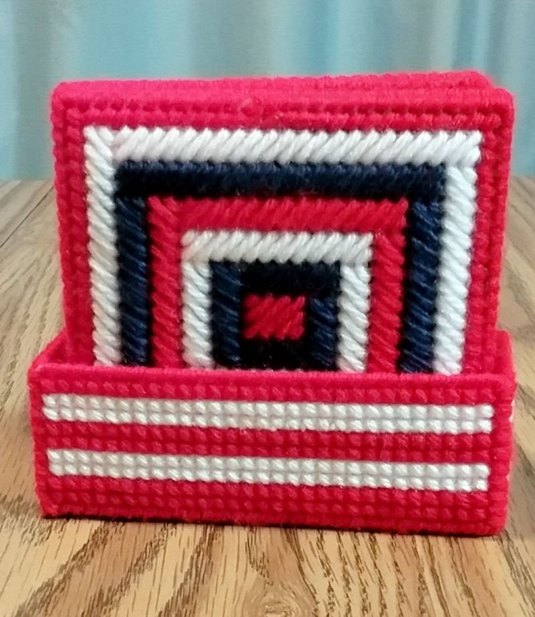 Plastic Canvas USA Flag Drink Coasters With Holder Patriotic - Etsy
